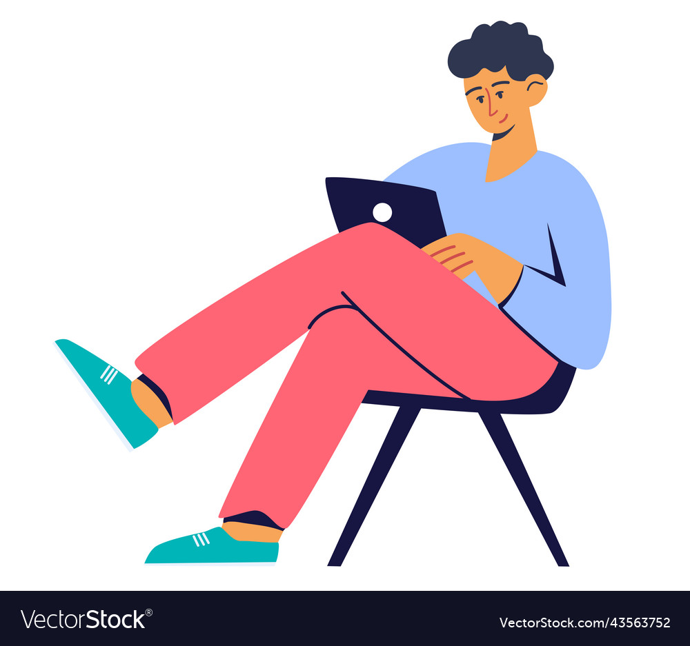 Man is working at a computer business Royalty Free Vector