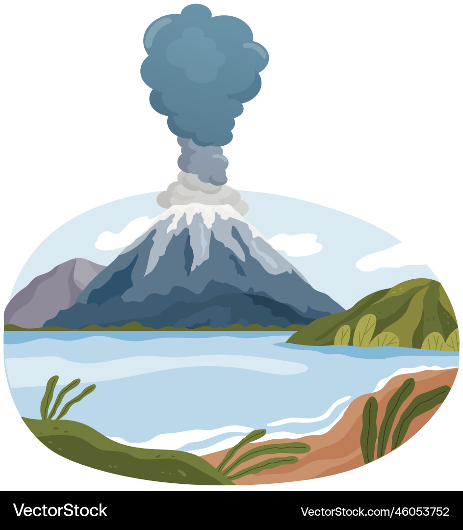 Mountain landscape with volcanic view beautiful Vector Image