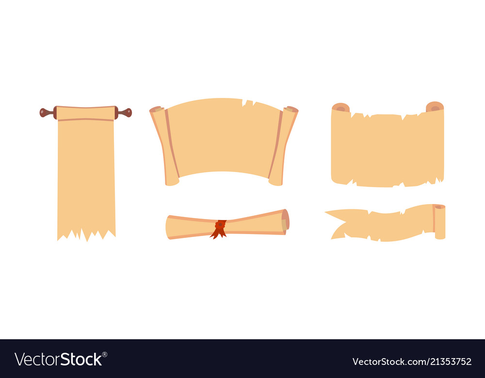 Old paper scroll set retro document script Vector Image