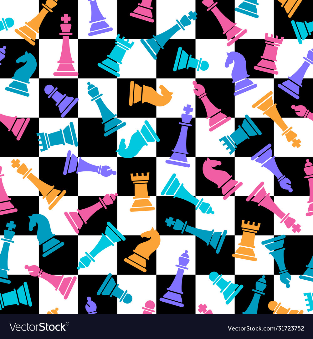 Seamless pattern with colored chess Royalty Free Vector