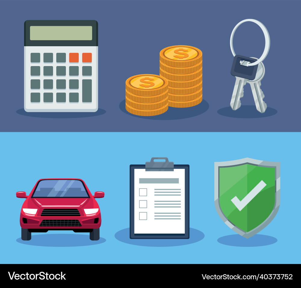Six car insurance icons Royalty Free Vector Image