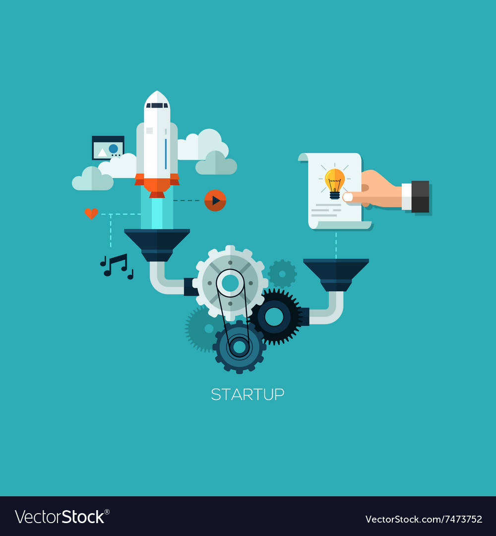 Startup launching process flat web infographic Vector Image Startup launching process flat web infographic Vector Image