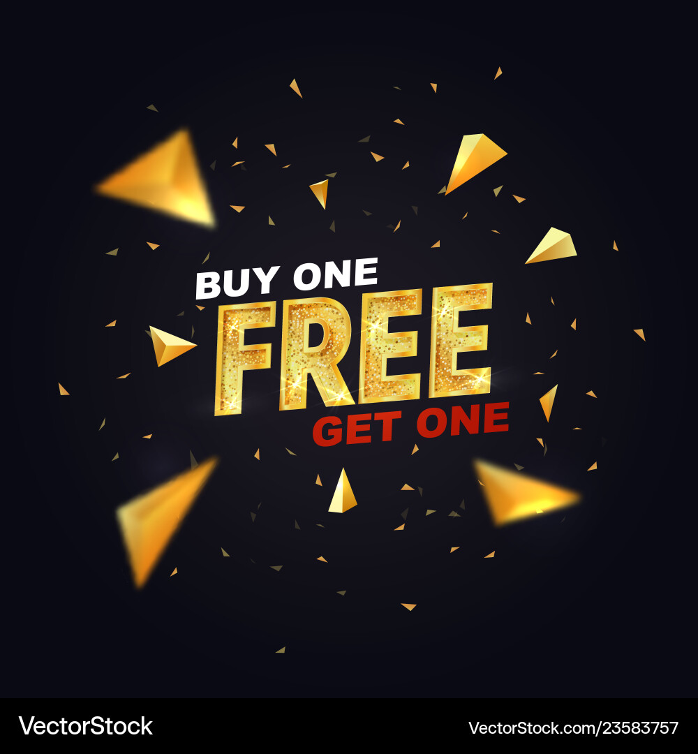 Buy one get free on dark background Royalty Free Vector