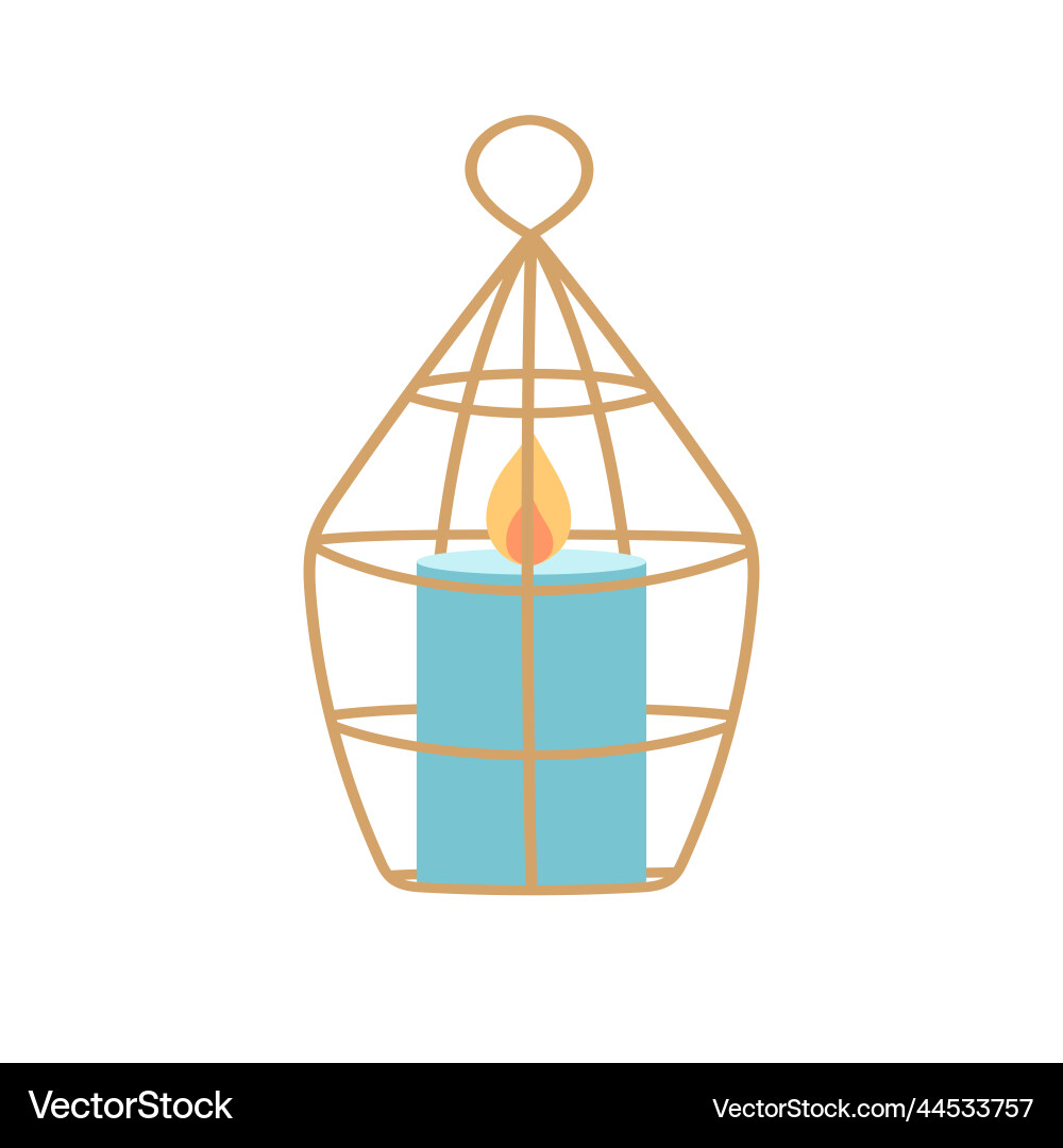 Cartoon lantern with candle isolated on white Vector Image