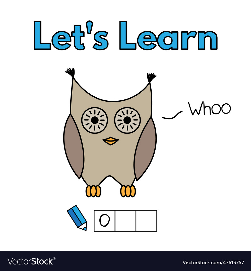 Cartoon owl learning game for kids Royalty Free Vector Image