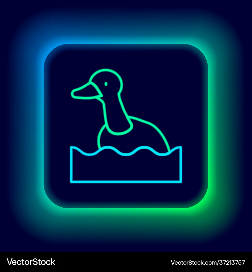 Glowing neon line flying duck icon isolated Vector Image