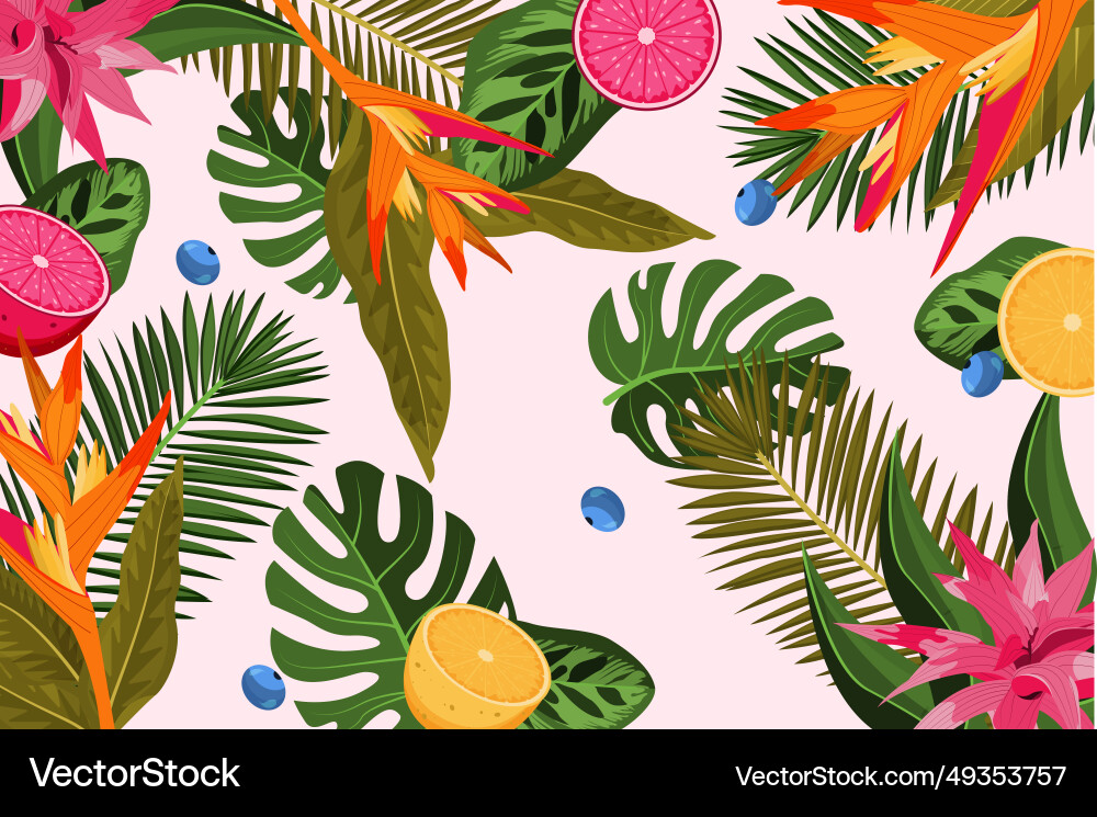 Hand drawn colorful tropical background isolated Vector Image