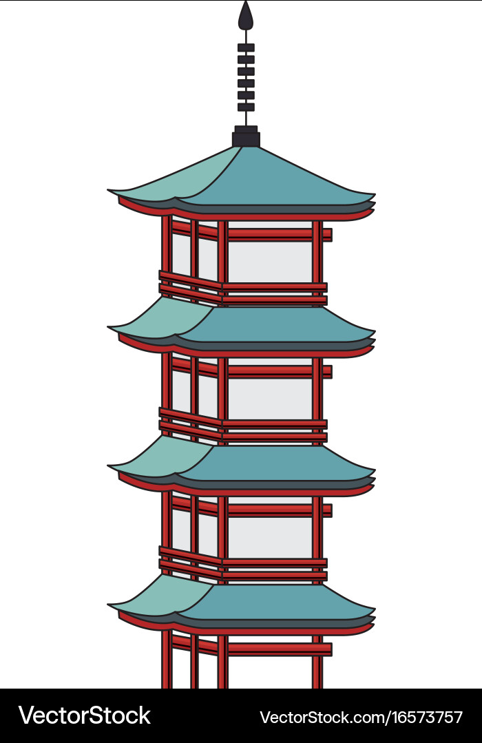 Japanese temple isolated icon Royalty Free Vector Image