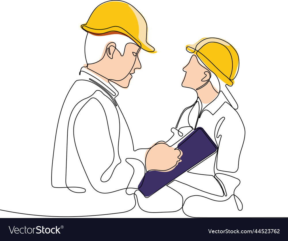 Construction manager and engineer working Vector Image