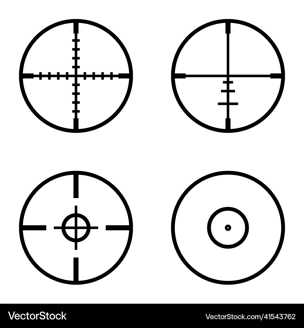 Crosshairs flat icon set isolated on white Vector Image
