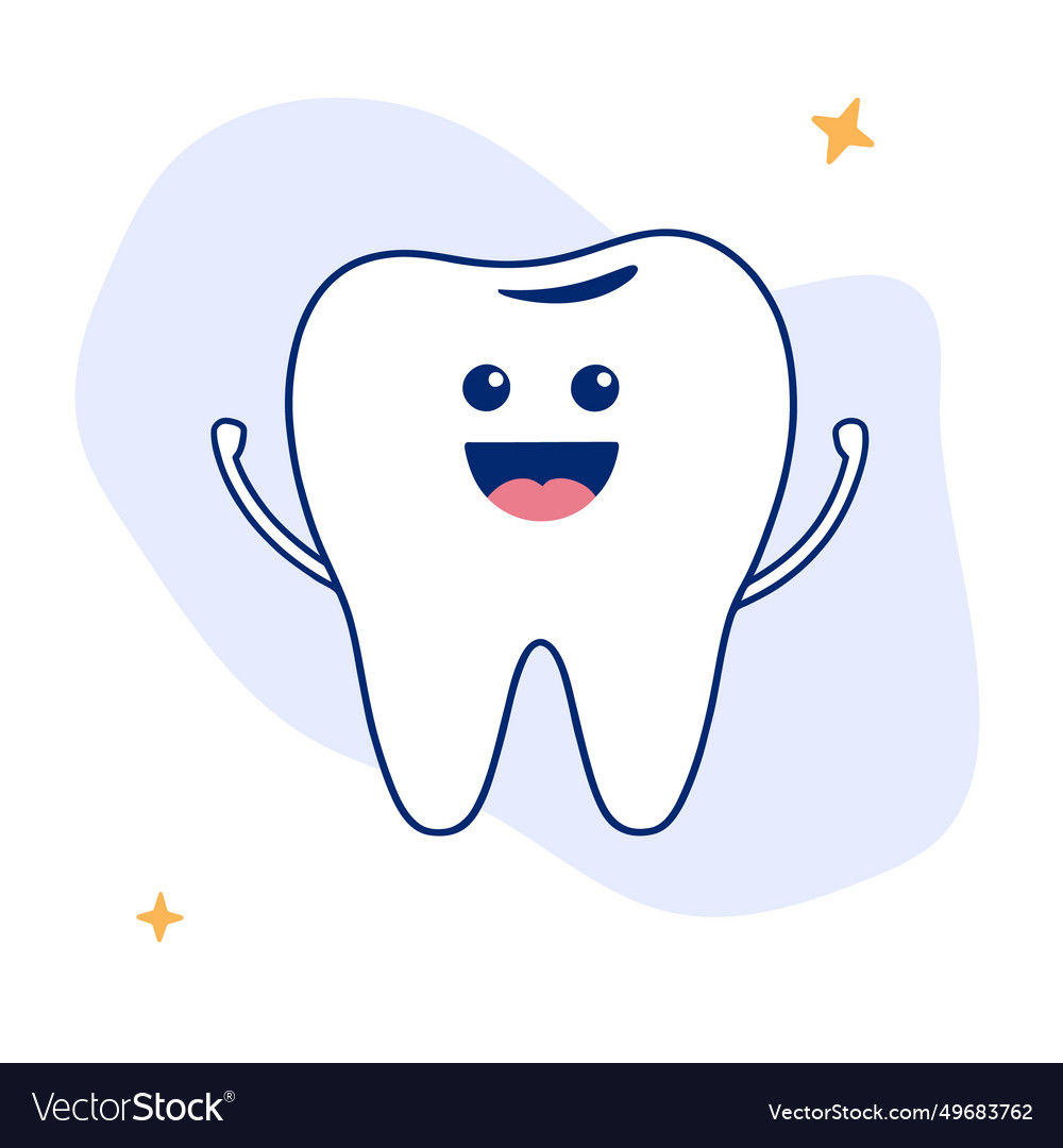 Cute tooth character flat Royalty Free Vector Image