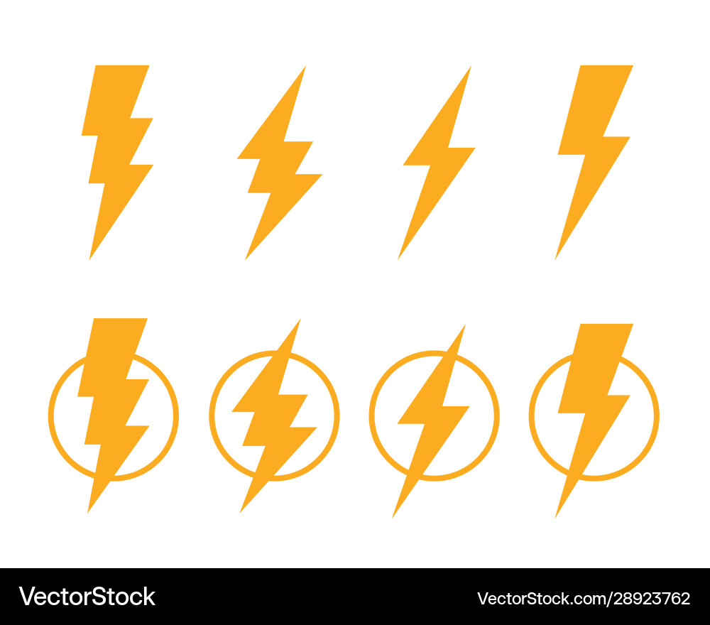Electric lightning set icons on a white Royalty Free Vector