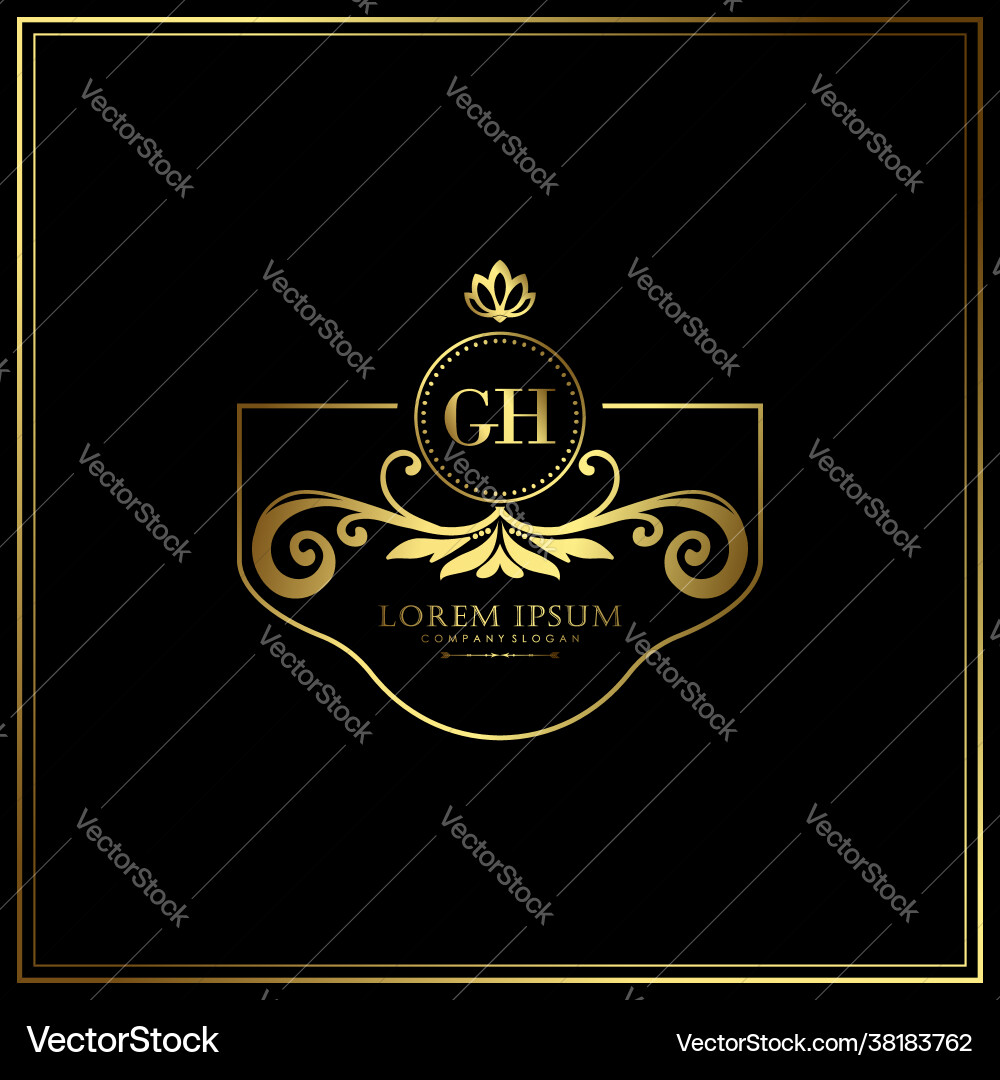 Gh initial letter luxury logo template in art Vector Image