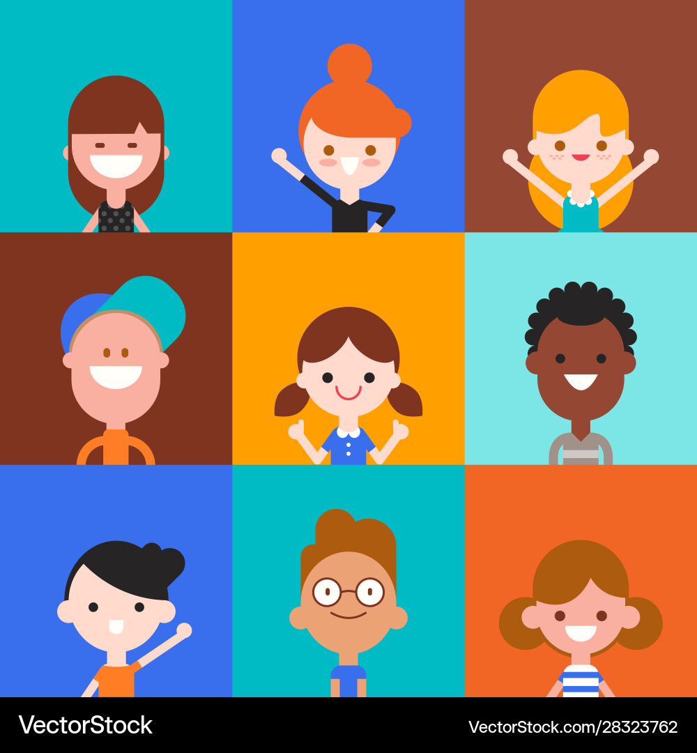 Happy kids character in flat design style Vector Image