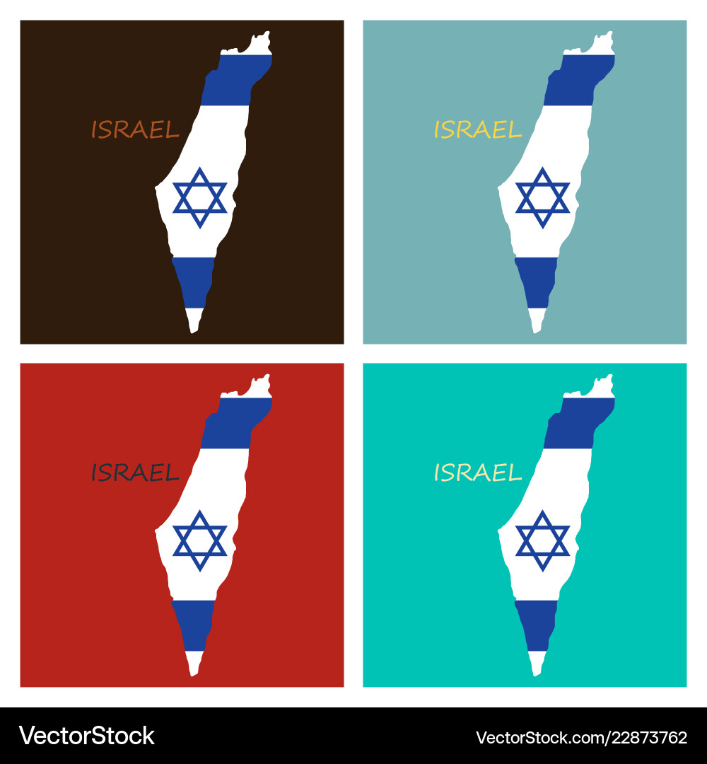 Israel map painted in color flag Royalty Free Vector Image