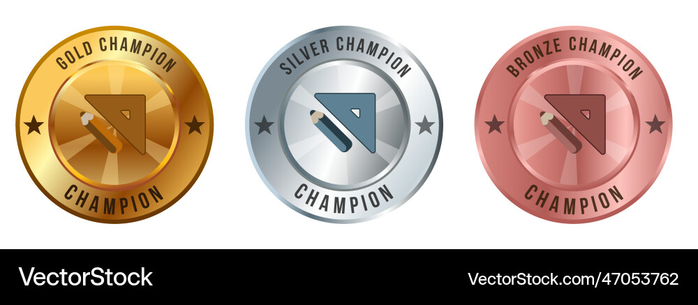 Math symbol ruler pencil gold silver bronze medal Vector Image