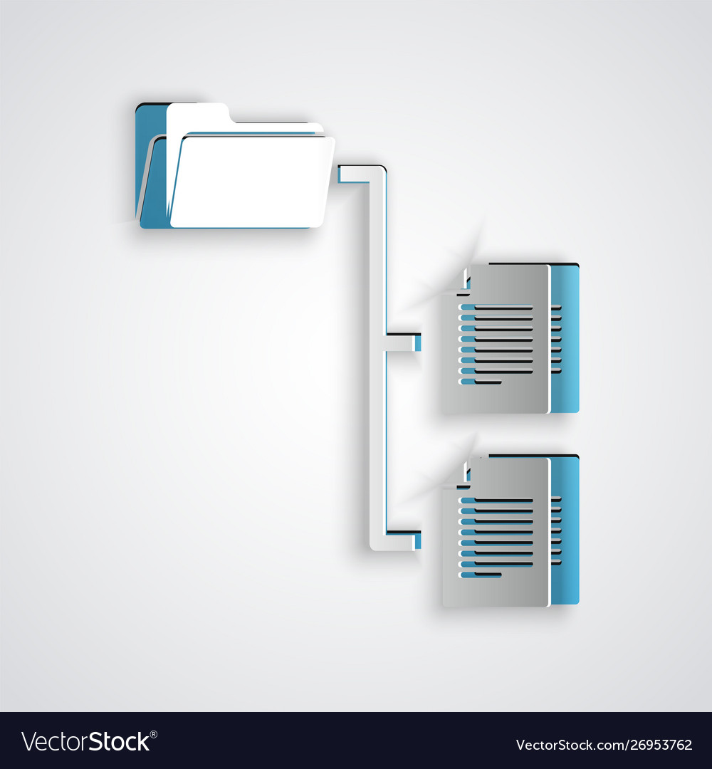 Paper cut folder tree icon isolated on grey Vector Image