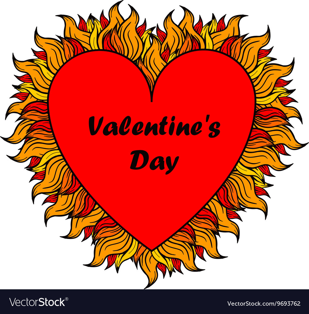 Valentine s day heart with spurts of flame Vector Image