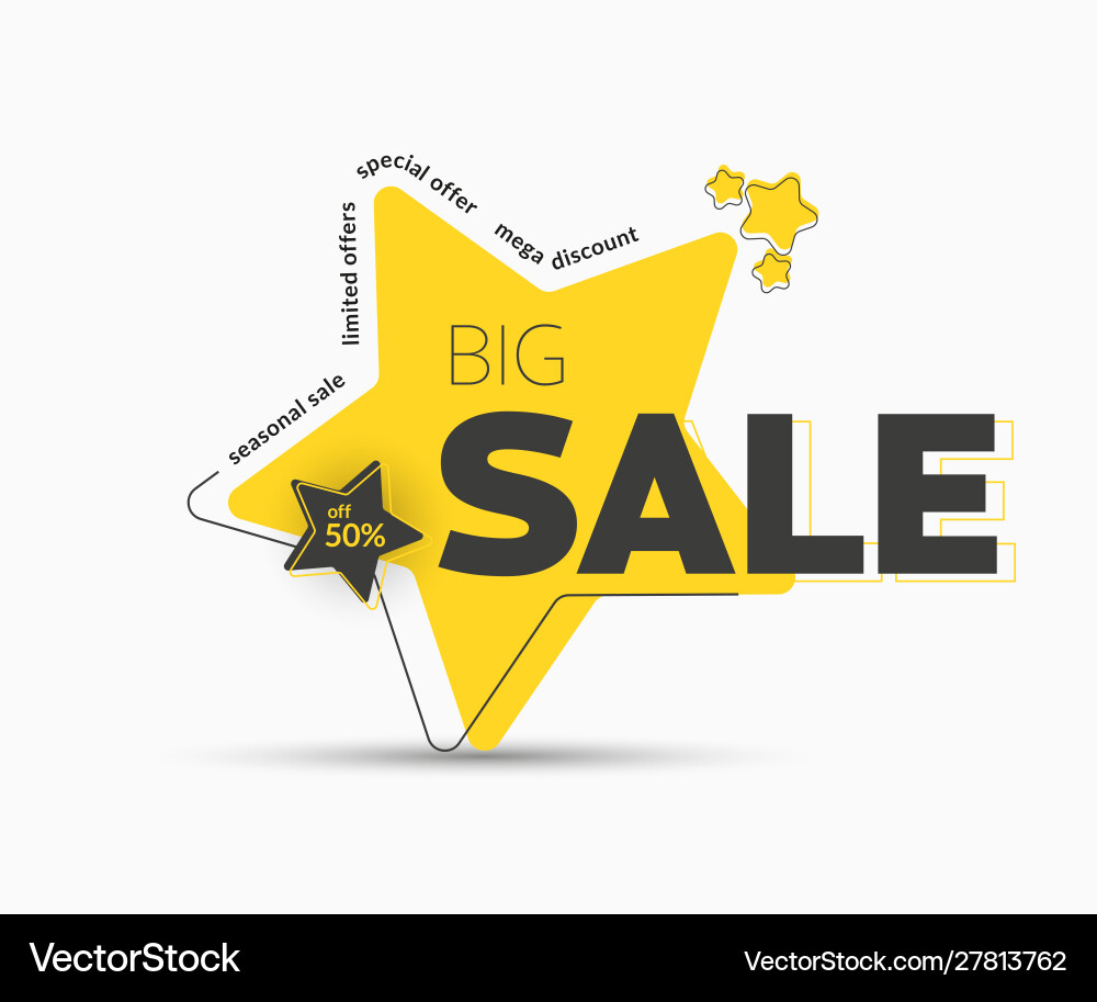 Yellow sticker design in shape a star Royalty Free Vector