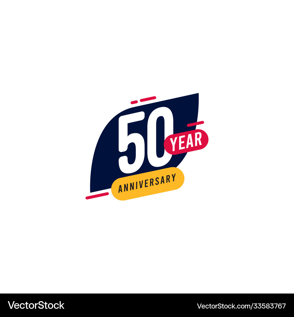 50 years anniversary blue yellow template design Vector Image