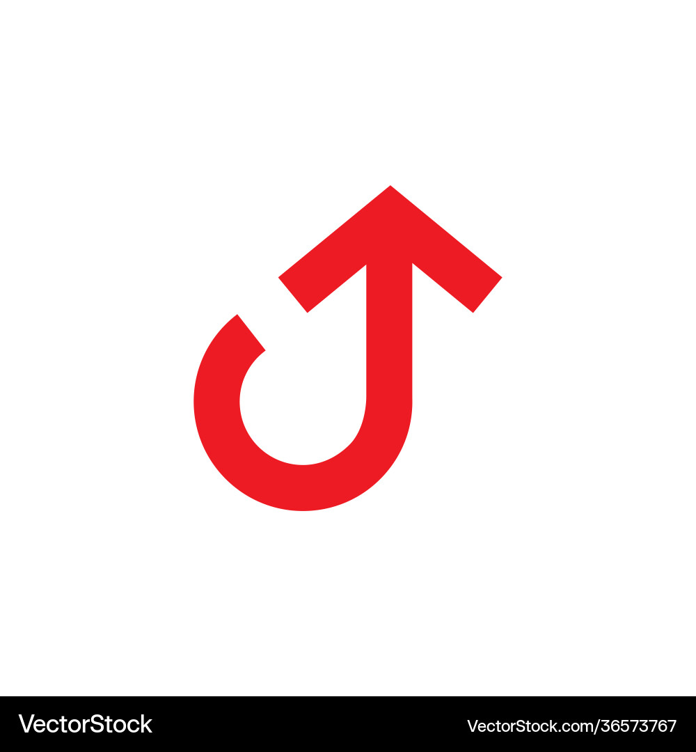 Abstract letter j circle rotate geometric arrow Vector Image