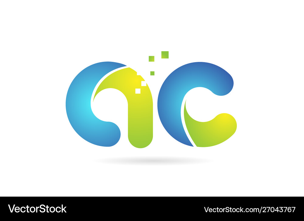 Ac a c blue green combination alphabet letter Vector Image