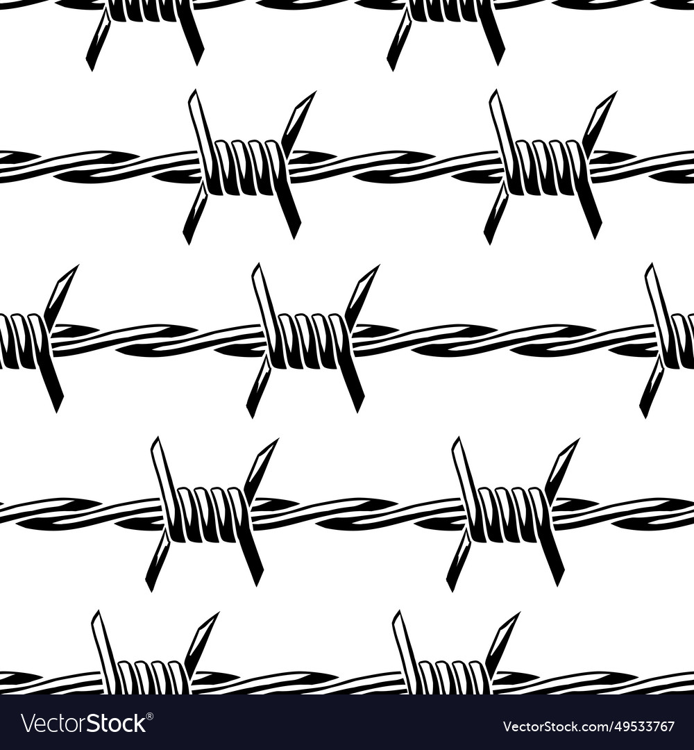 Barbed wire seamless pattern sharp barbwire Vector Image