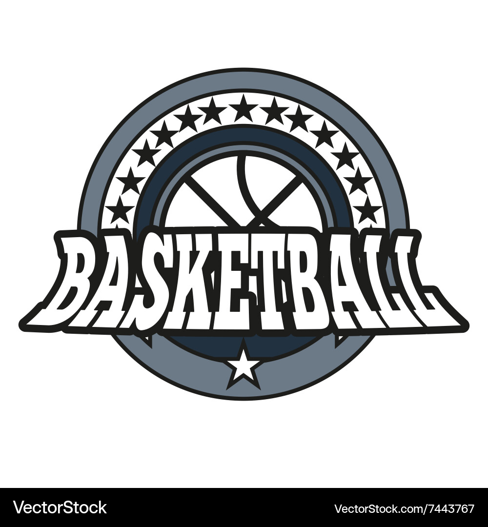 Basketball badge with stars Royalty Free Vector Image