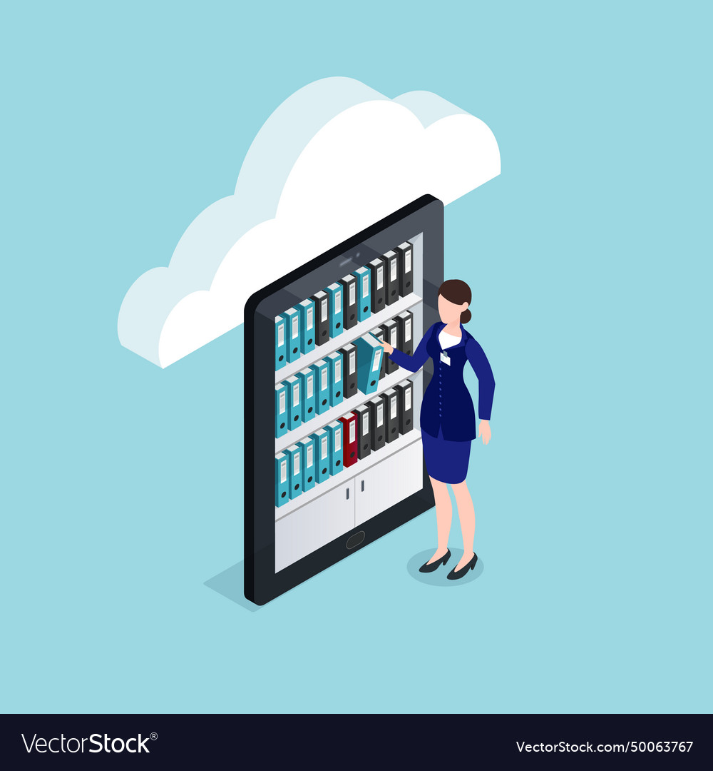 Cloud documents storage isometric design Vector Image