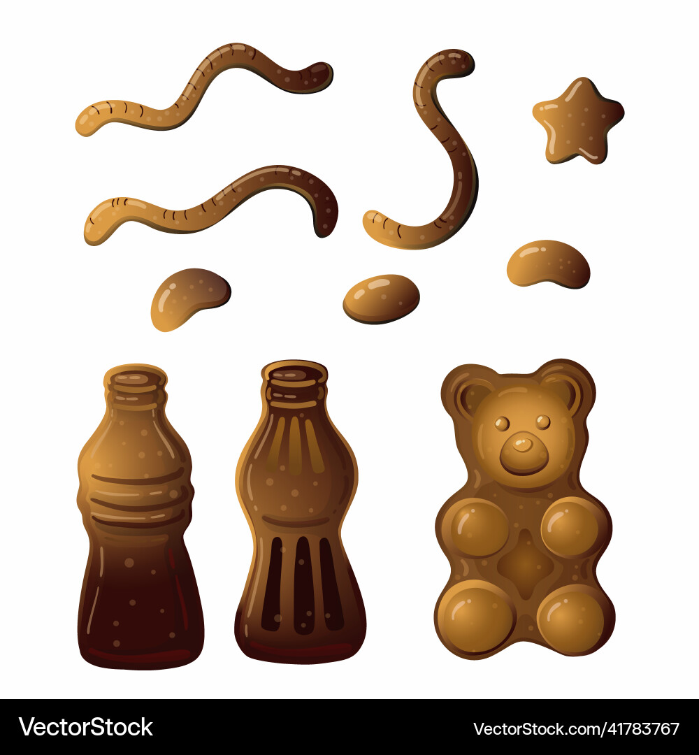 Color k jelly bear cola set on white background Vector Image