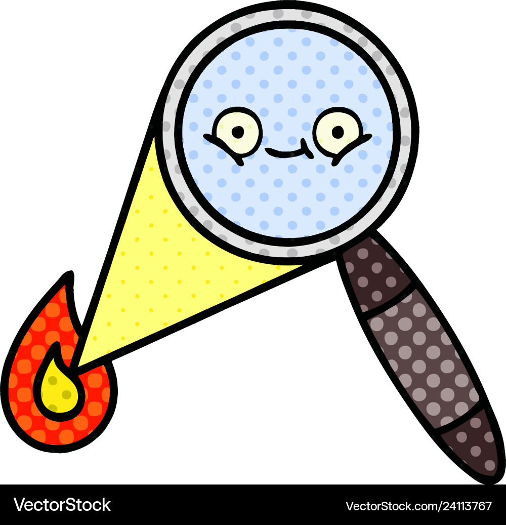 Comic book style cartoon magnifying glass Vector Image