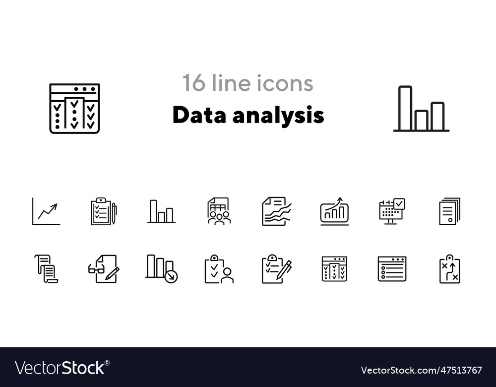 Data analysis icons Royalty Free Vector Image - VectorStock