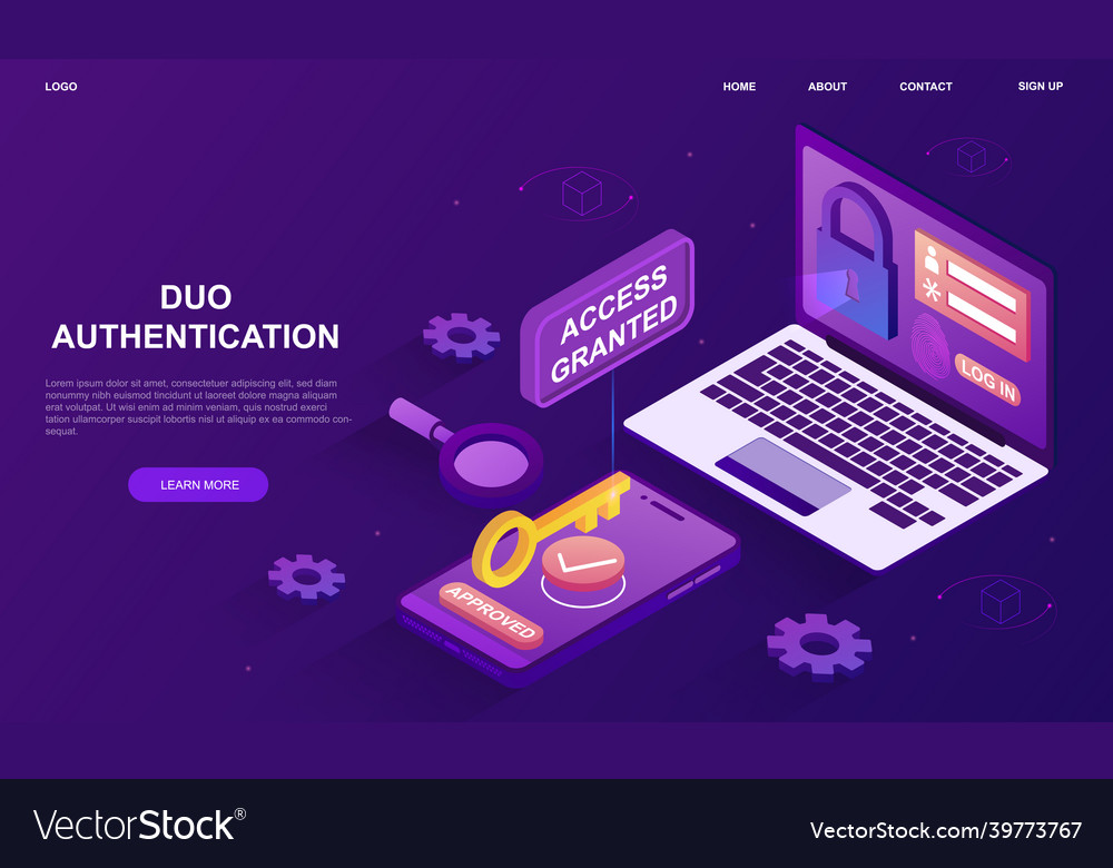 Duo authentication concept Royalty Free Vector Image