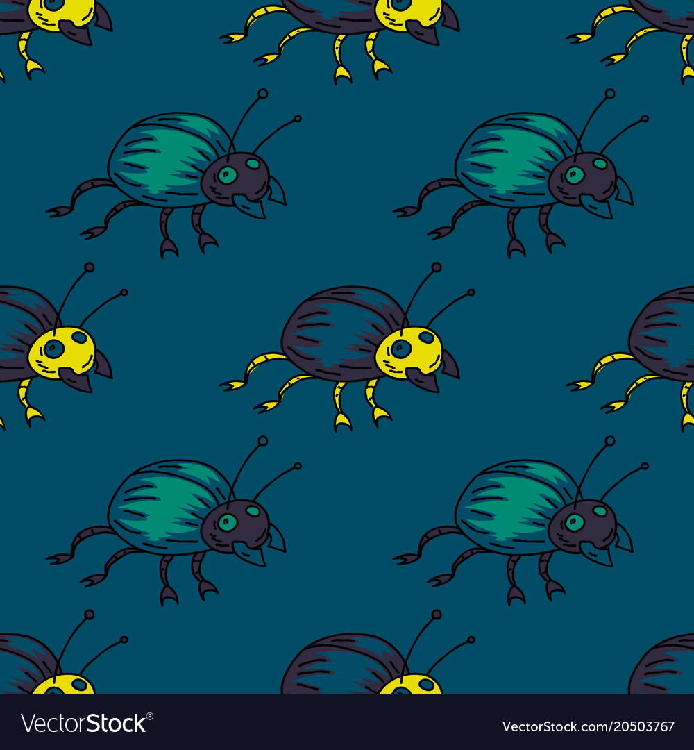 Funky bug seamless pattern Royalty Free Vector Image