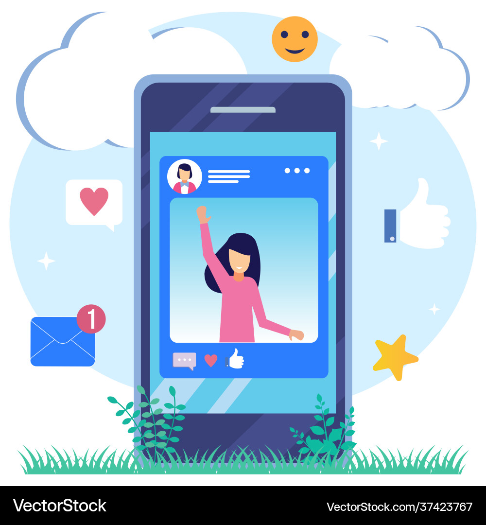 Graphic cartoon character influencer Royalty Free Vector