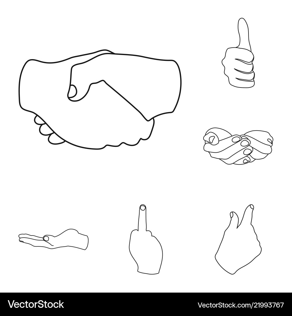 Hand gesture outline icons in set collection Vector Image