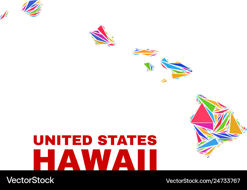 Hawaii state map - mosaic of color triangles Vector Image