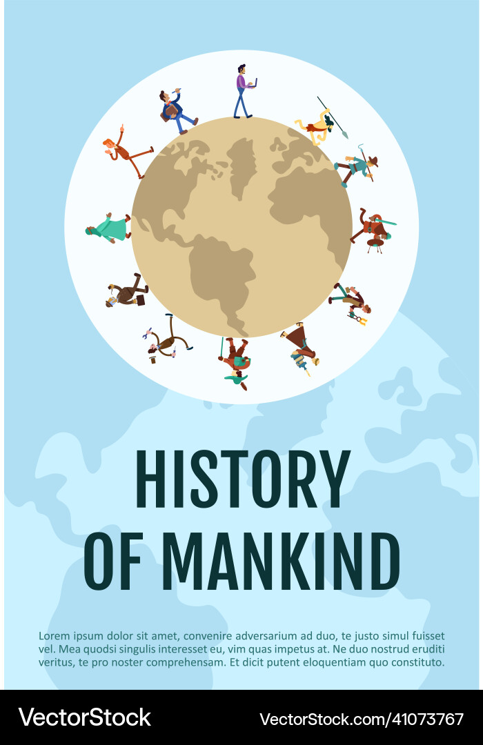 History of mankind poster flat template Royalty Free Vector