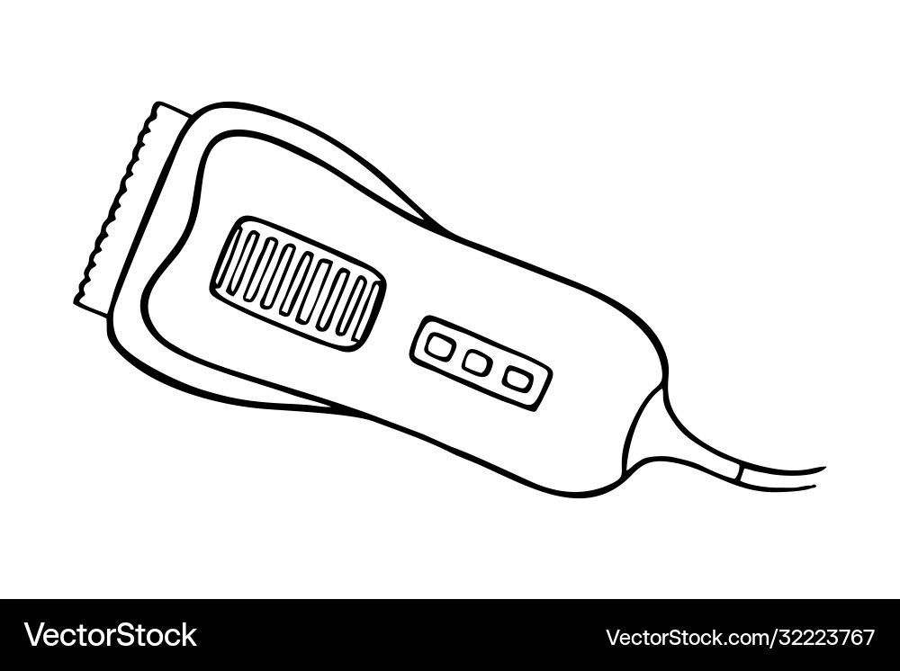 Linear drawing hair clipper in style doodle Vector Image
