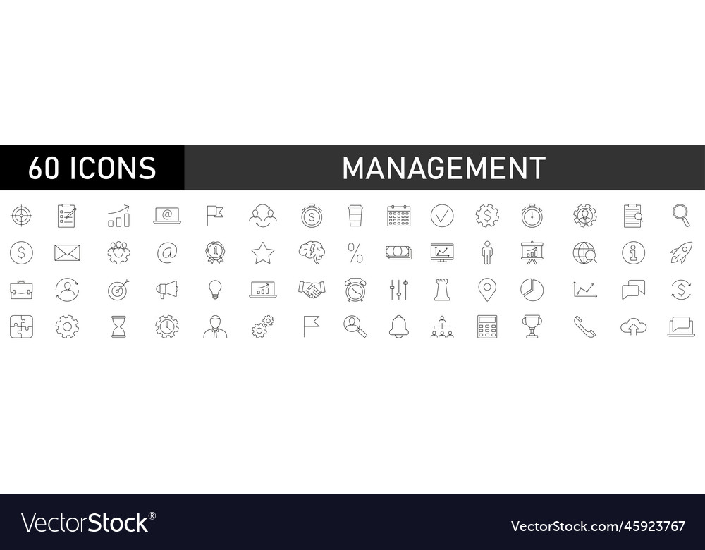 Management editable stroke icon collection Vector Image Management editable stroke icon collection Vector Image