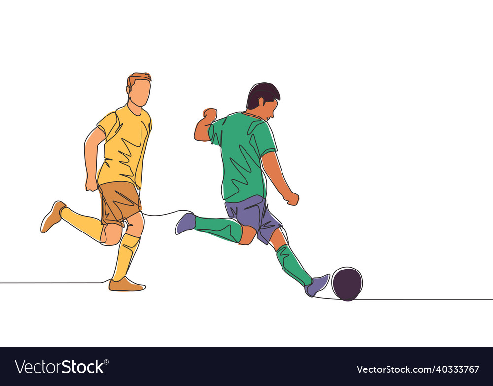 One continuous line drawing of young energetic Vector Image