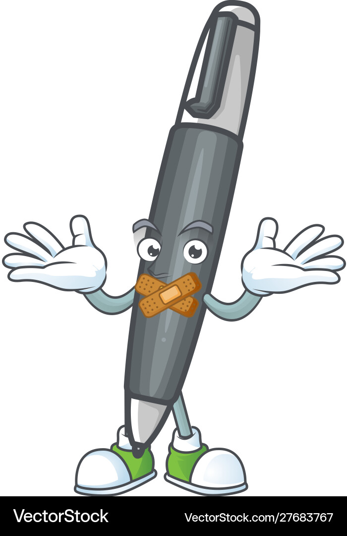 Silent black ballpoint cartoon character Vector Image