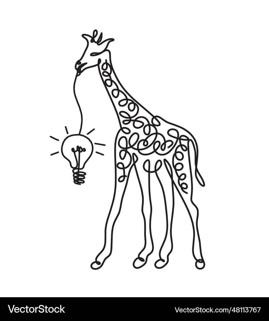 Silhouette of abstract giraffe with light bulb Vector Image