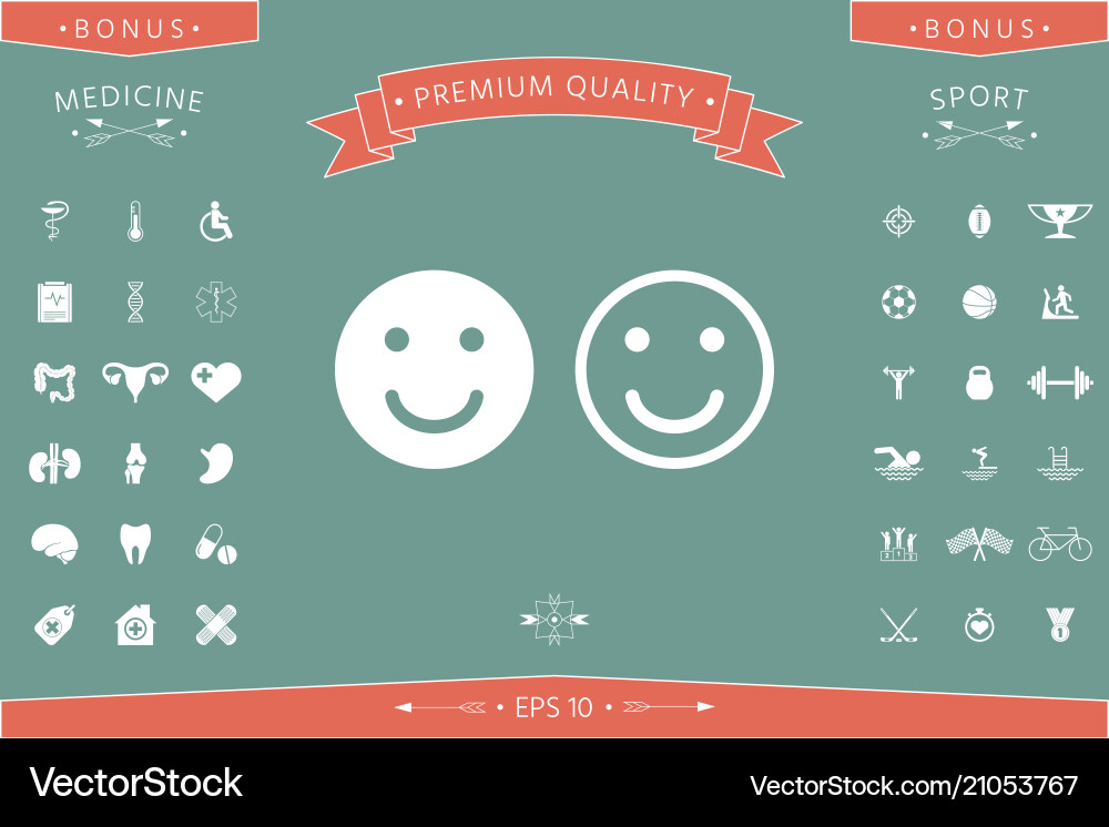 Smile icon happy face symbol for your web site Vector Image