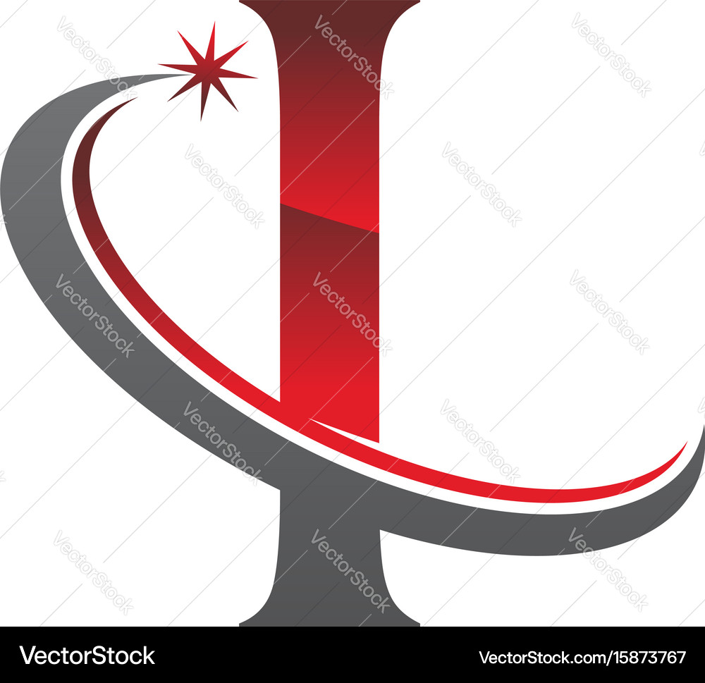 Star swoosh letter i Royalty Free Vector Image