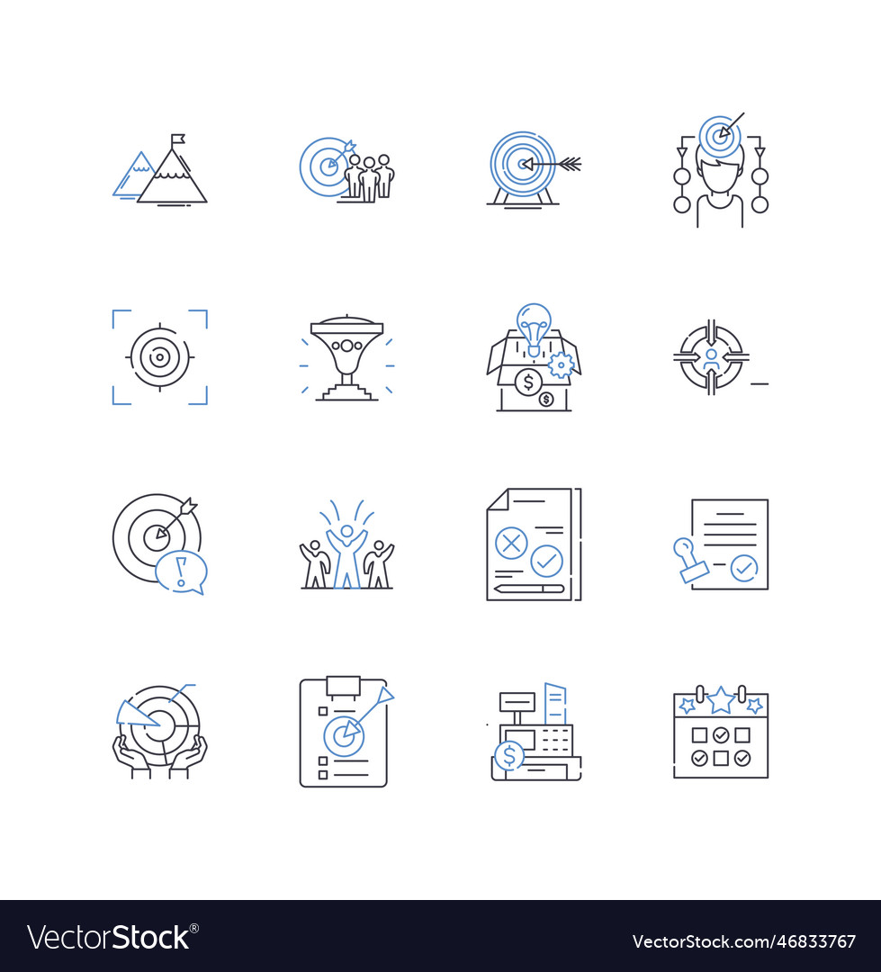 Task purposes line icons collection assignments Vector Image