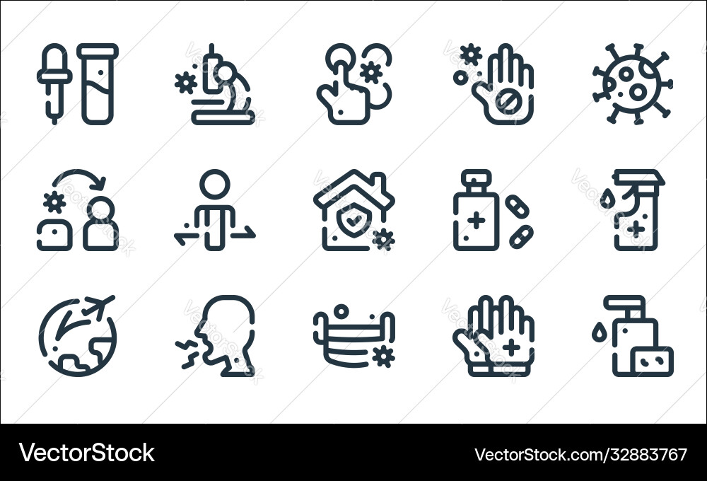 Virus infection line icons linear set quality Vector Image