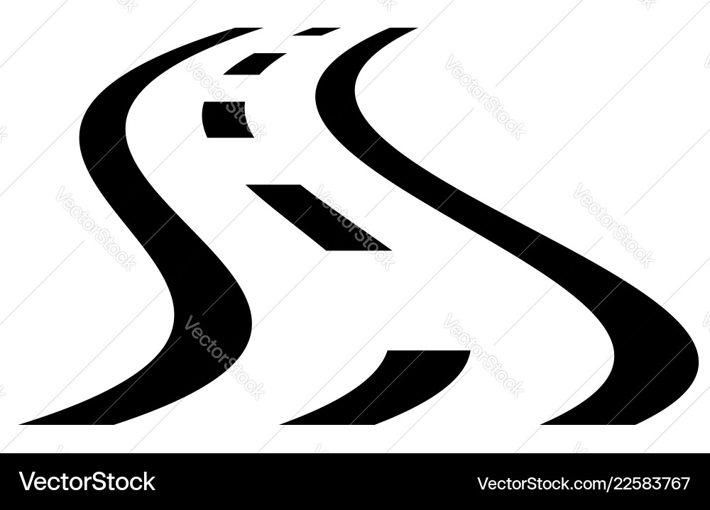 Waving road element road icon transport Royalty Free Vector