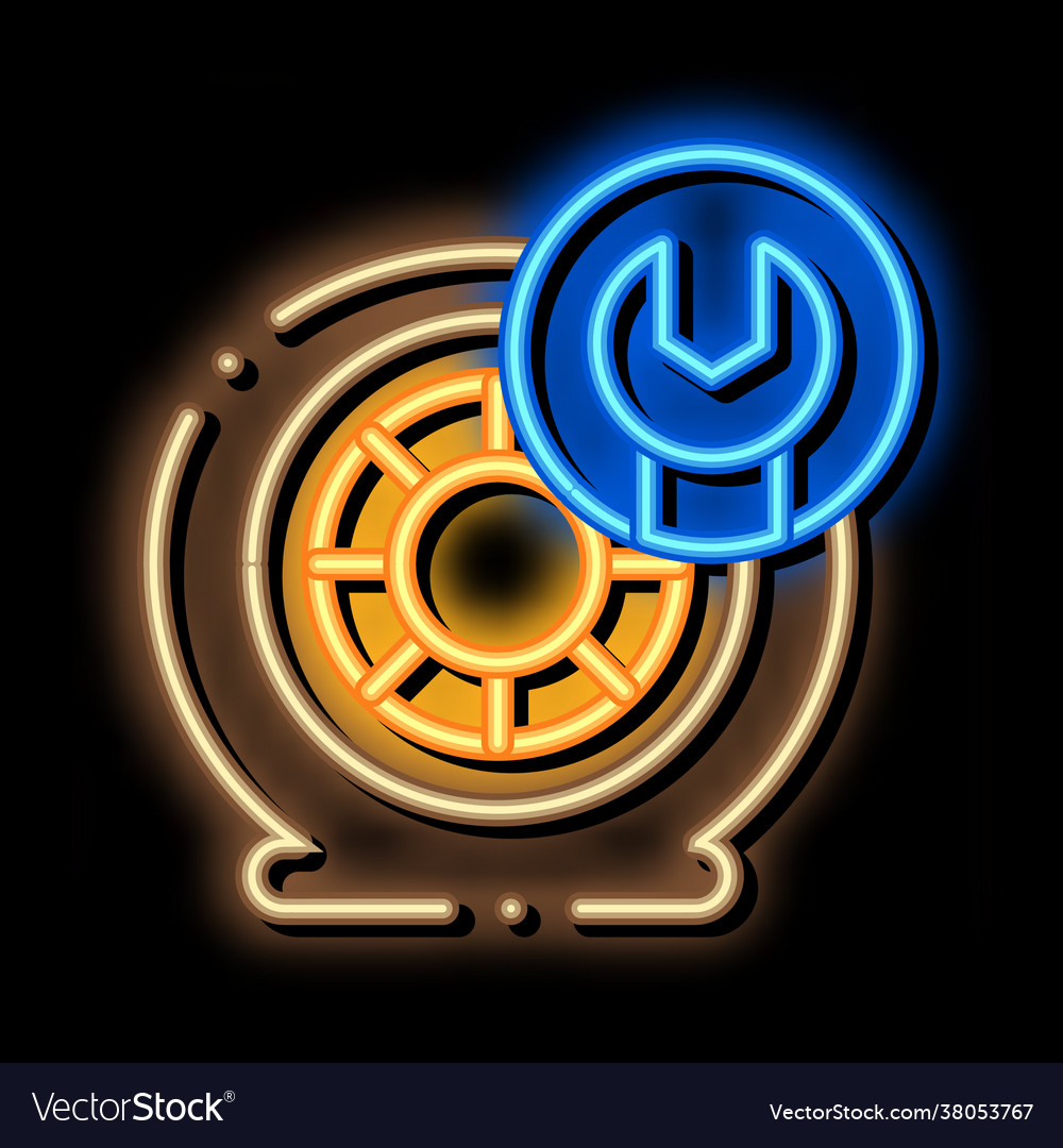 Wheel repair neon glow icon Royalty Free Vector Image