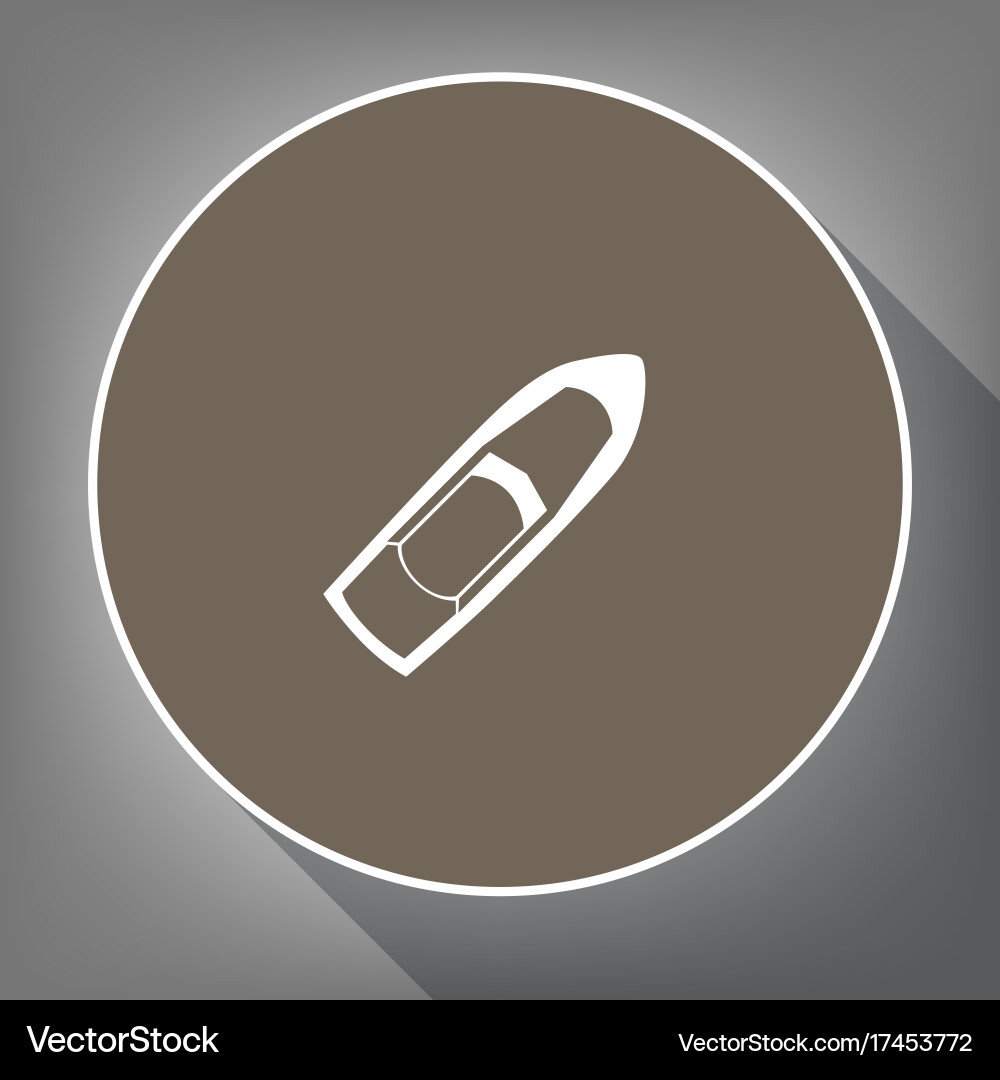 Boat sign white icon on brown circle Royalty Free Vector
